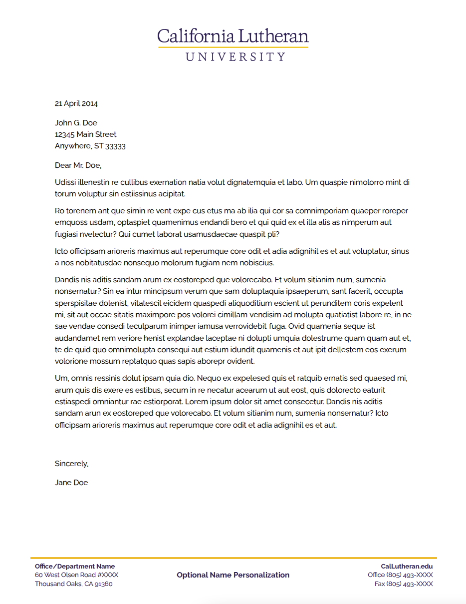 Document Templates | Cal Lutheran Brand